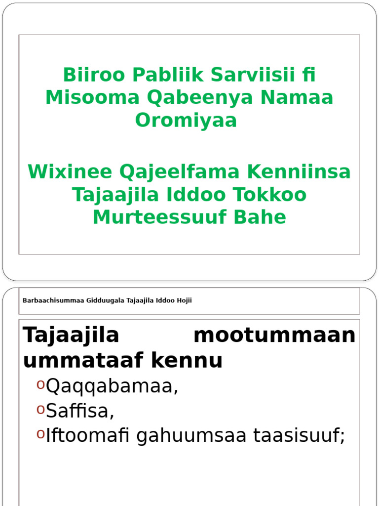 Qajeelfama Kenna Tajaajila Iddoo Tokkoo | PDF