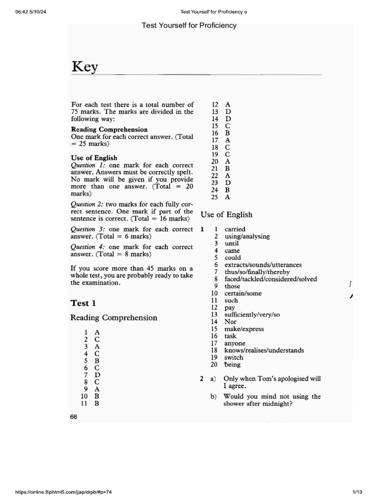 Answersheet Proficiency | PDF
