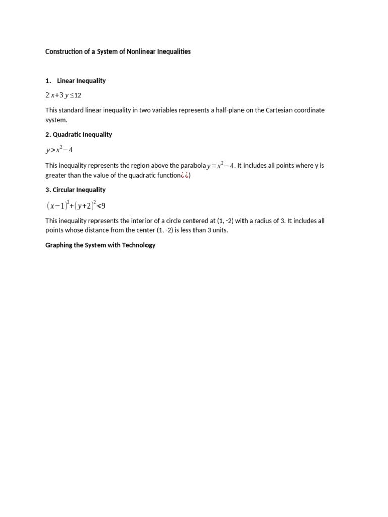 Construction of a System of Nonlinear Inequalities | PDF
