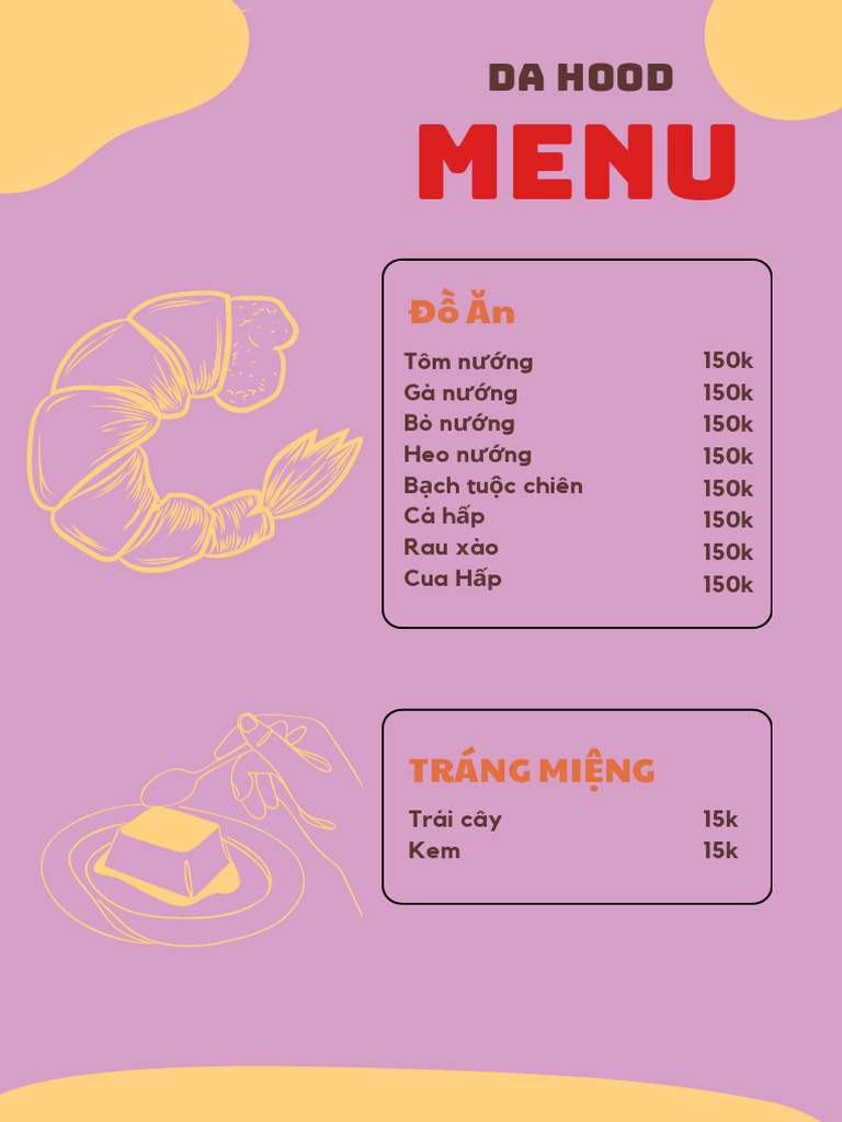 Orange and Cream Illustrative Food Menu | PDF