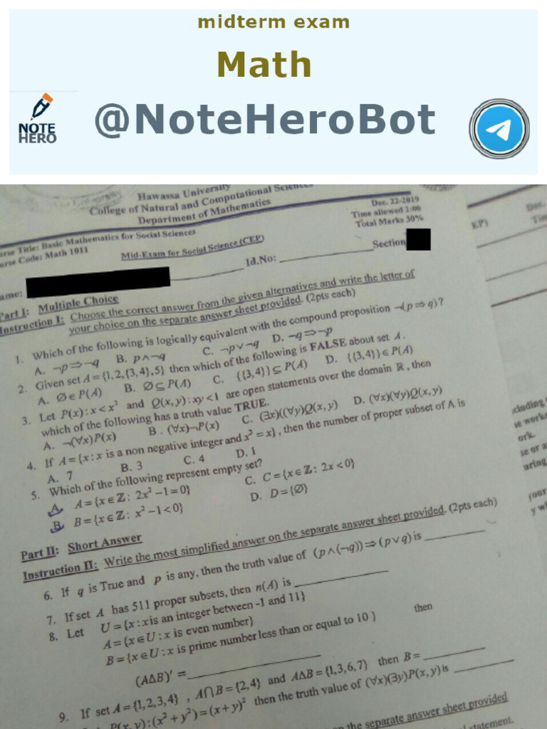Math #SS Mid (HwU) @NoteHeroBot | PDF