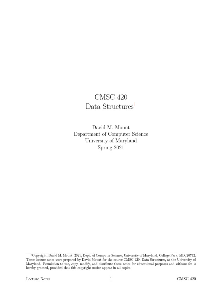 cmsc420 Spring2021 Lects | PDF | Matrix (Mathematics) | Algorithms And Data Structures