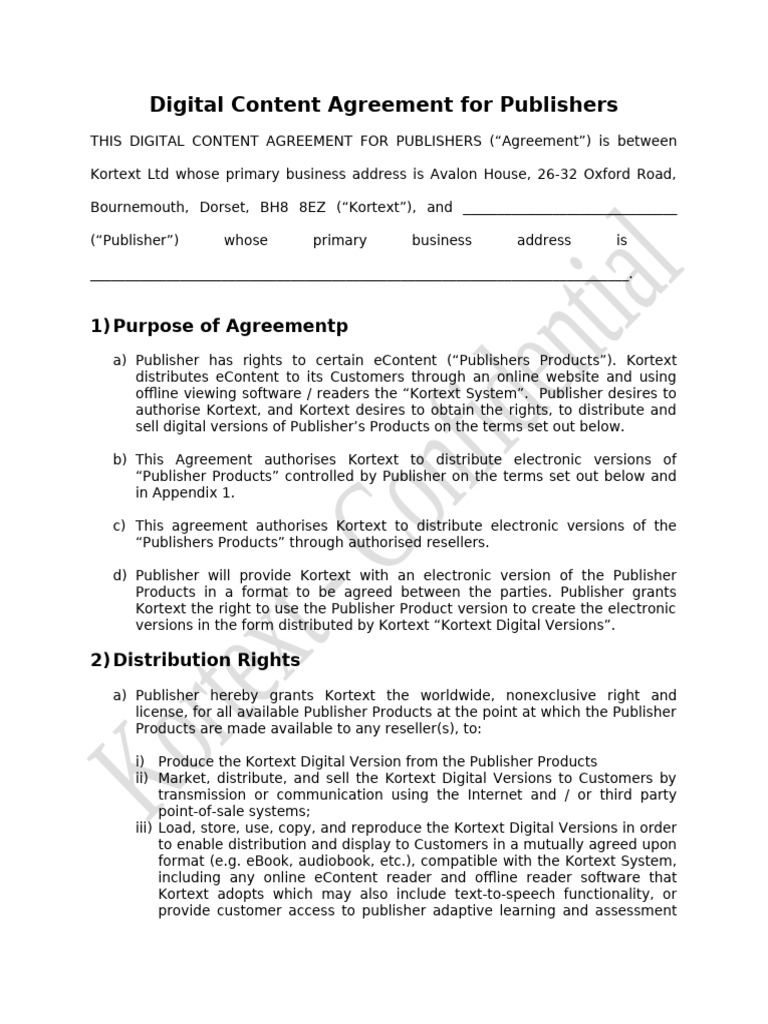 Kortext Distribution Agreement | PDF | Indemnity | Publishing