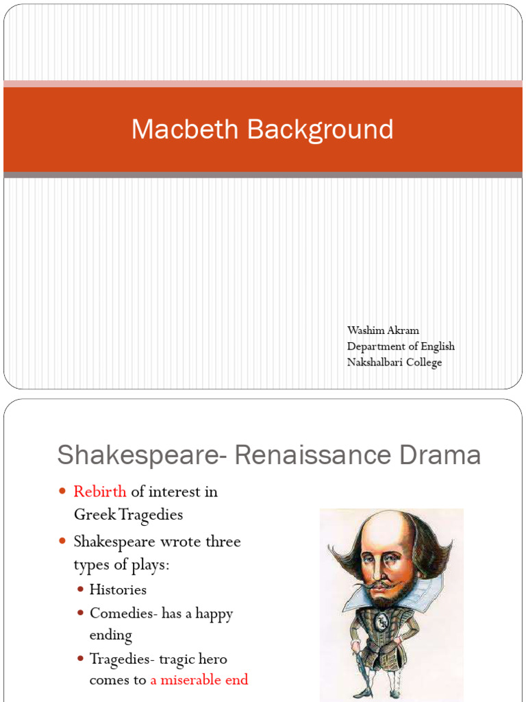 Macbeth Background (Washim Akram) | PDF | Macbeth | Tragedy