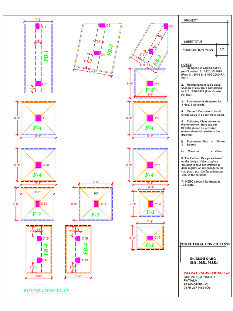 FOUNDATION PLAN ML AHUJA | PDF | Structural Engineering | Building Materials