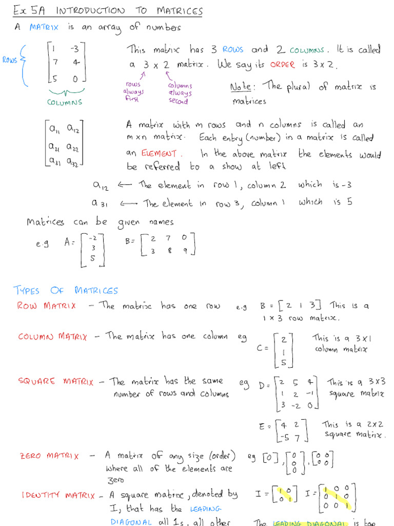 Ex 5A Introduction to Matrices | PDF | Matrix (Mathematics) | Mathematics