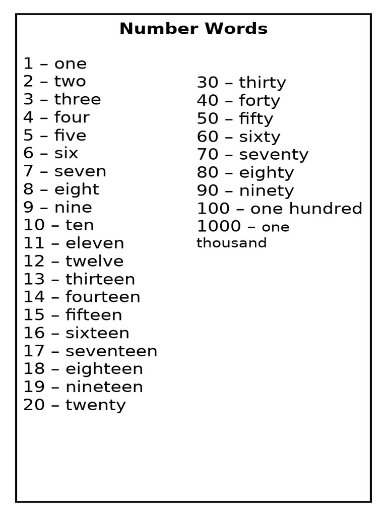 Number Words | PDF