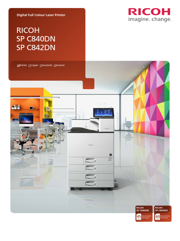 RICOH SP C840DN C842DN Brochure | PDF | Printer (Computing) | Paper