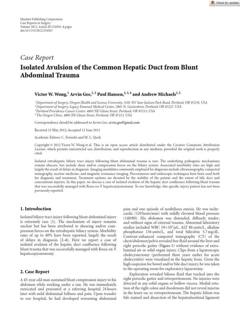 Wong2012 - Isolated Avulsion of The Common Hepatic Duct From Blunt ...