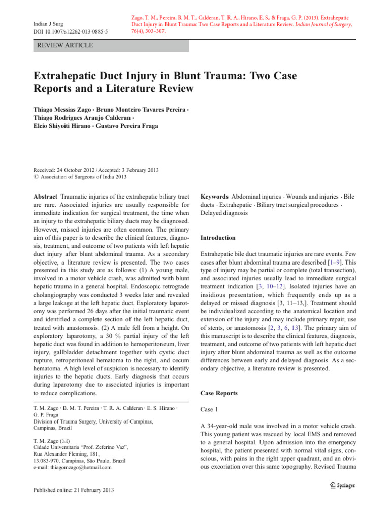 Extrahepatic Duct Injury: Case Reports | PDF | Gallbladder | Liver