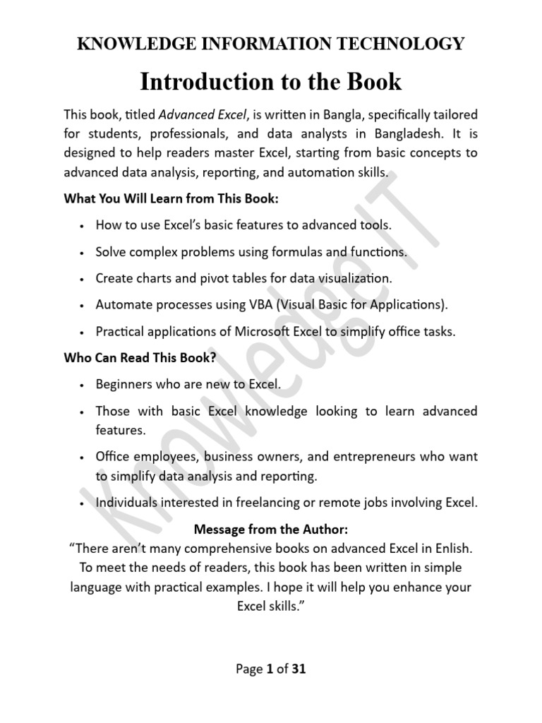 Final Advance Excel Book | PDF | Microsoft Excel | Visual Basic For ...