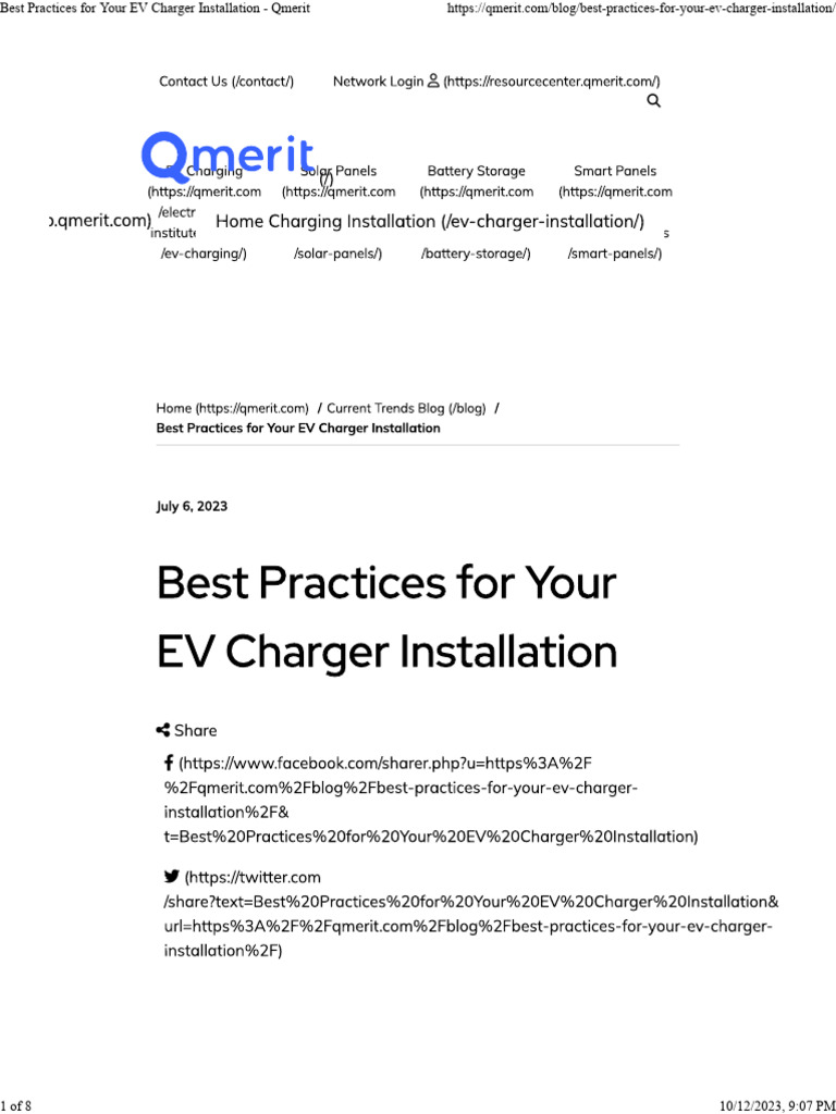 Best Practices for EV Charger Installation | PDF