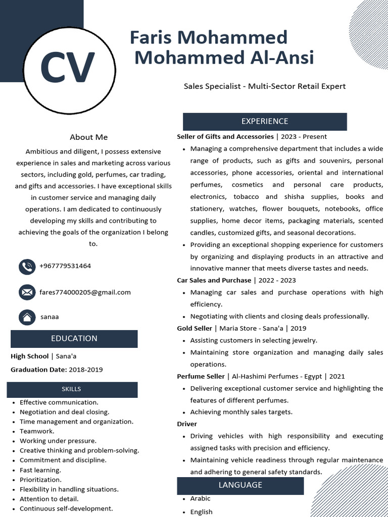 Fares Cv | PDF | Sales | Perfume
