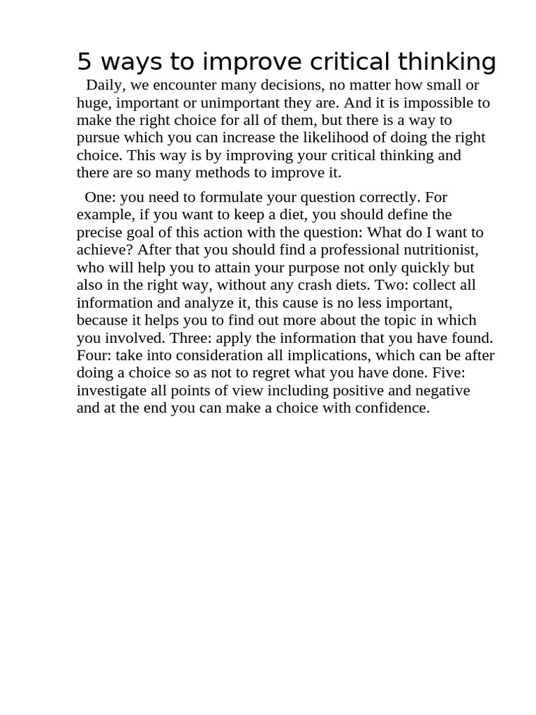 Improve Critical Thinking: 5 Key Strategies | PDF