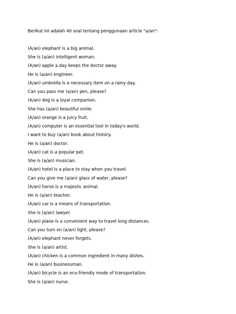 contoh soal tentang articles | PDF