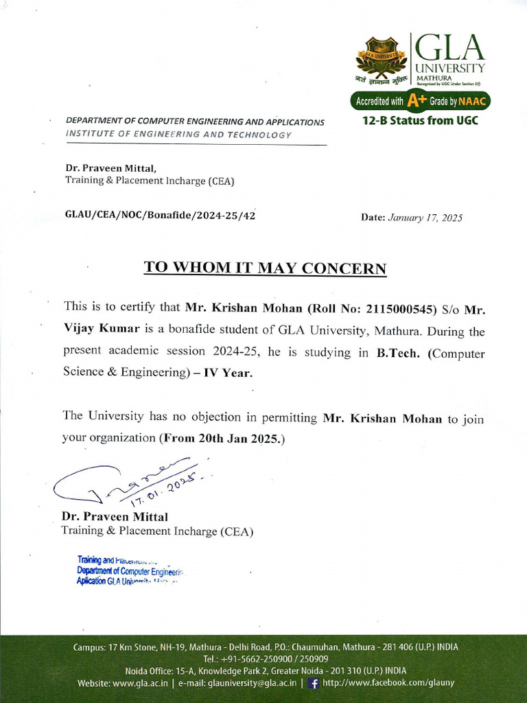 NOC Krishan Mohan_0001 | PDF