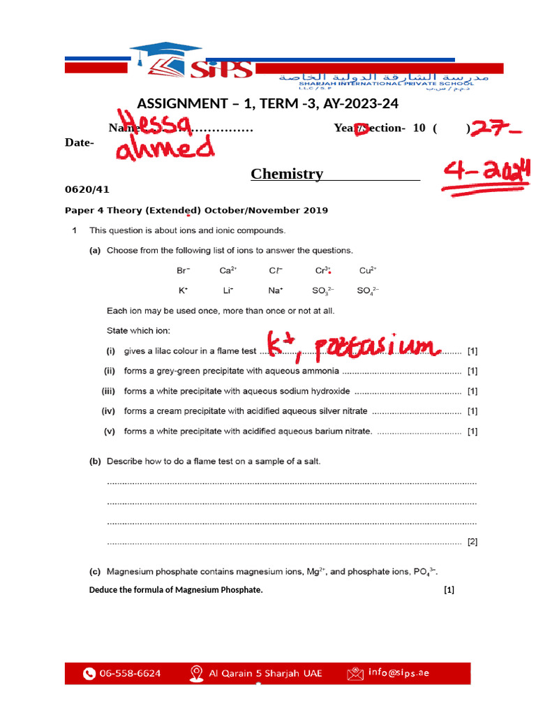 Chem Assignment 1 | PDF