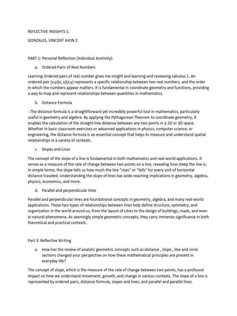 Gonzales-REFLECTIVE INSIGHTS-1 | PDF | Geometry | Mathematics