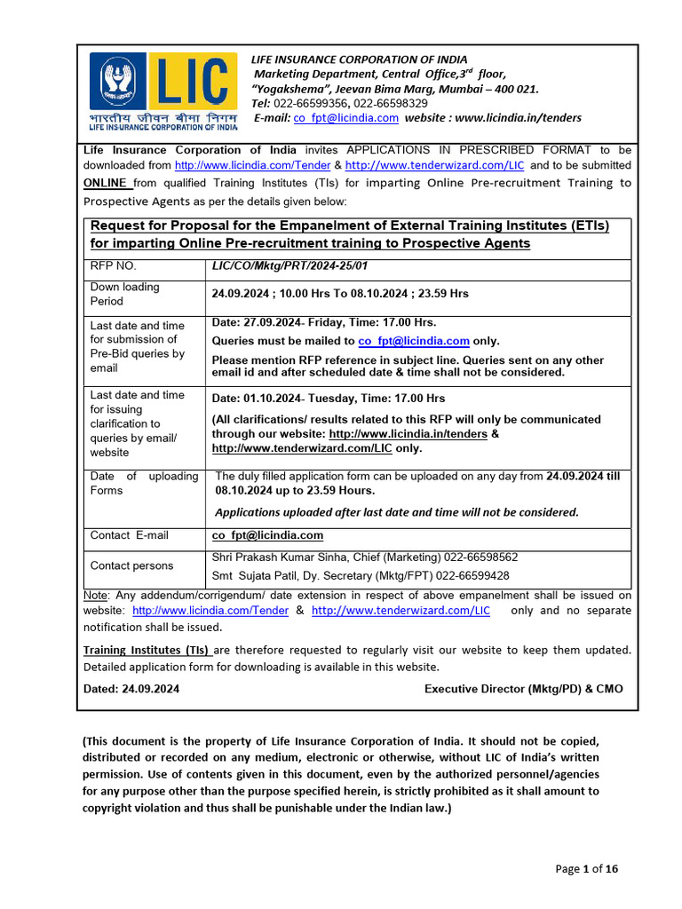 lic agent training | PDF | Request For Proposal | Public Key Cryptography