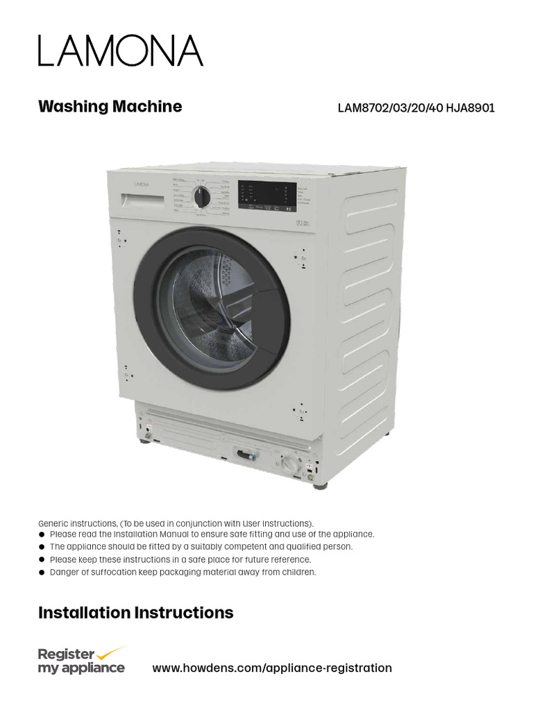Lamona Washing Machine Installation | PDF | Washing Machine ...