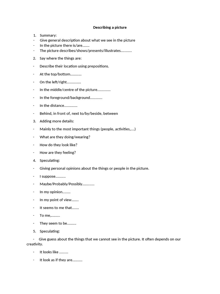 Describing A Picture | PDF