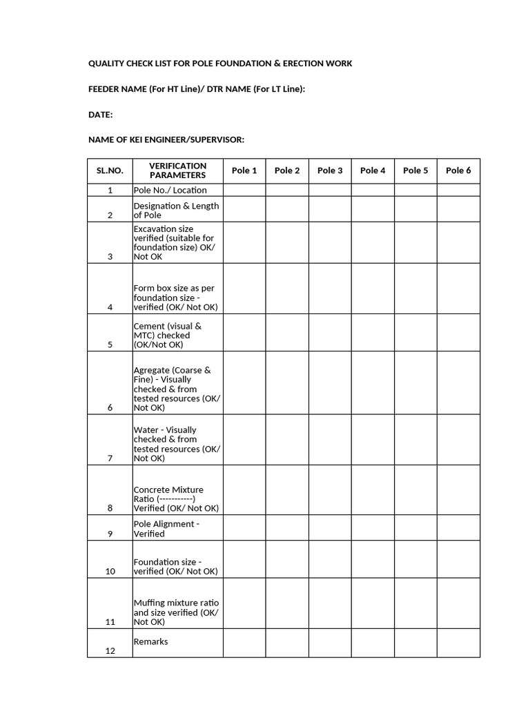 QUALITY CHECK - POLES | PDF