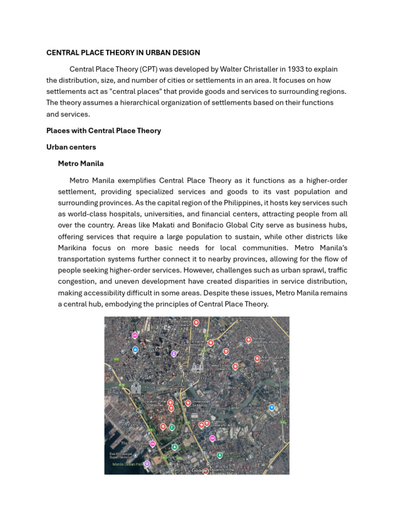 Central Place Theory in Metro Manila | PDF