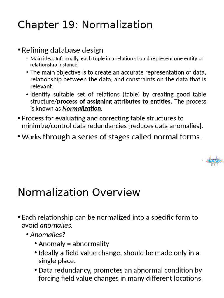 Chapter 19 Normalization NEW | PDF | Information Technology Management | Data