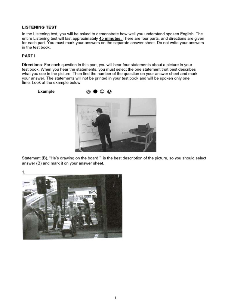 Listening Test Instructions and Format | PDF | Blood | Parking Lot