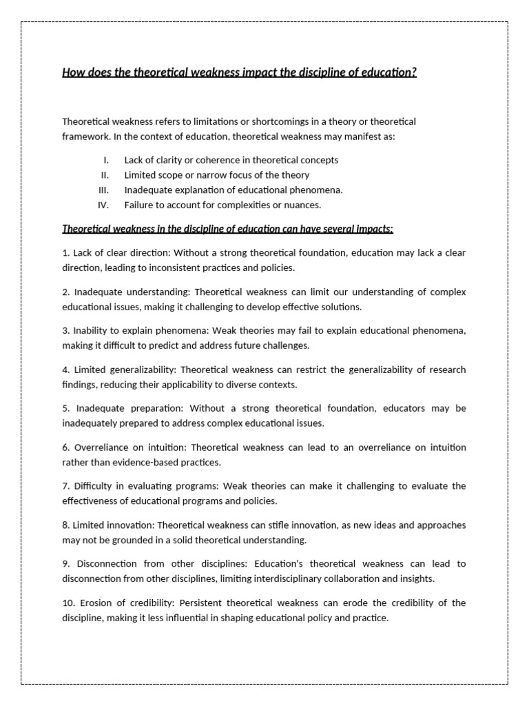 Impact of Theoretical Weakness in Education | PDF