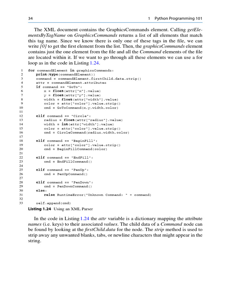 XML Parsing in Python: GraphicsCommands | PDF