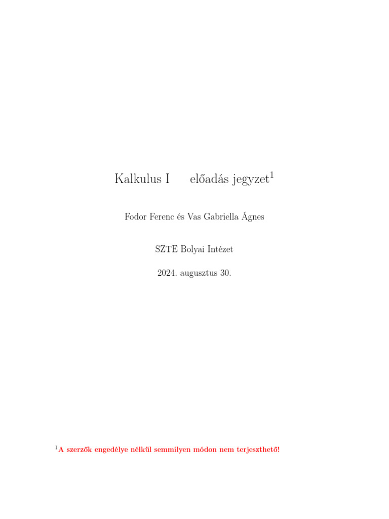 Kalkulus 1 - Jegyzet | PDF