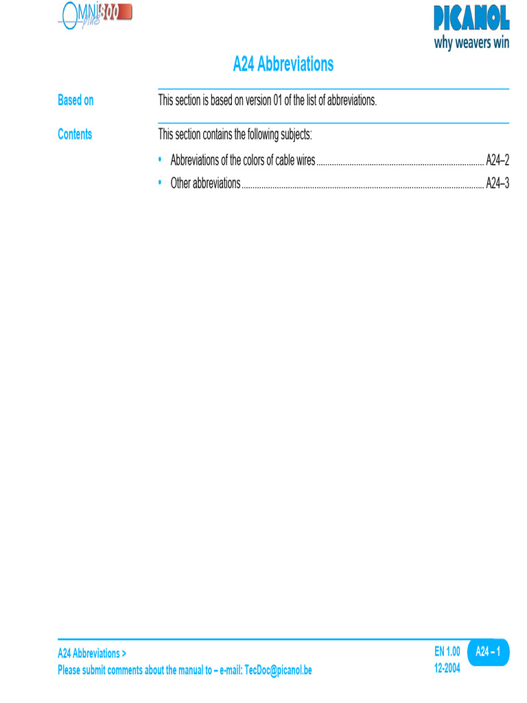 Cable Wire Abbreviations Guide | PDF | Switch | Relay