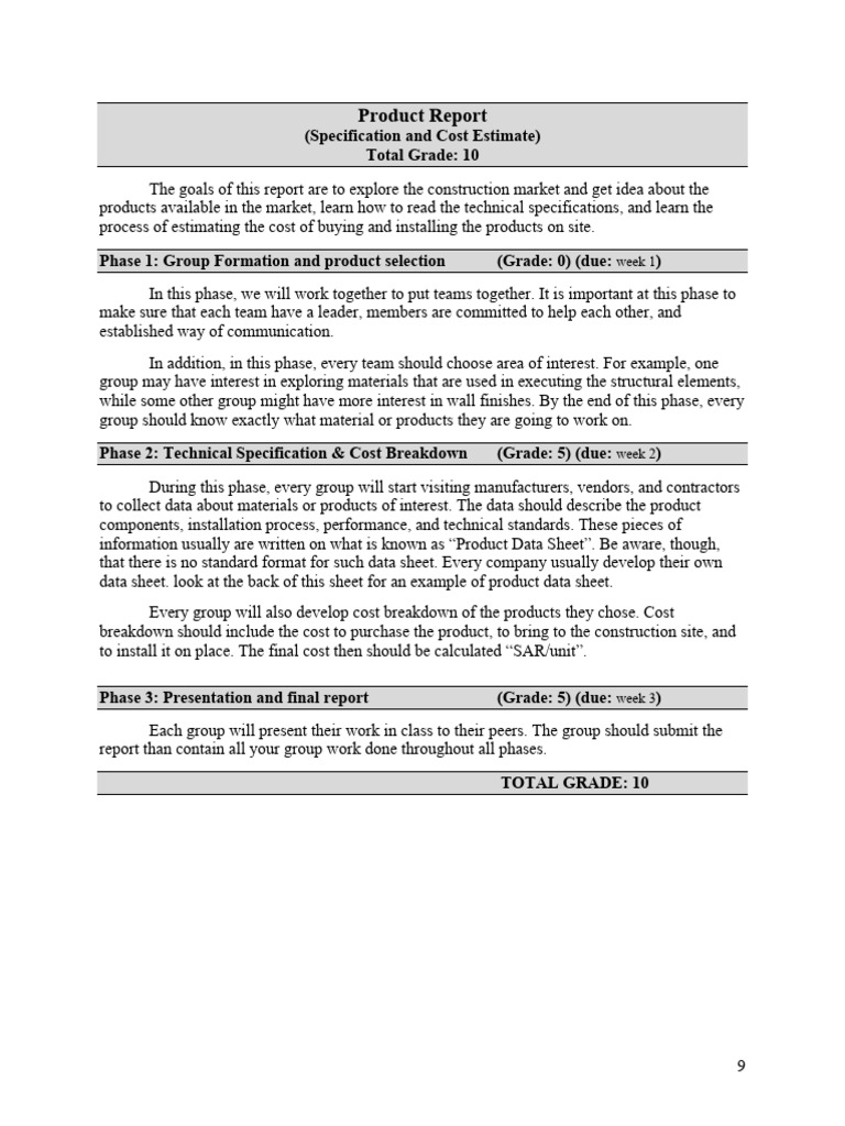 Construction Product Report Guide | PDF