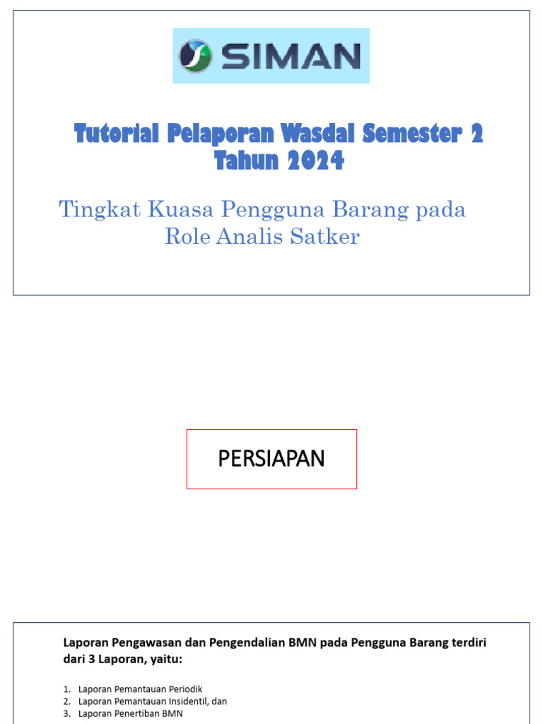 Tutorial Pelaporan WASDAL SATKER 2024 | PDF