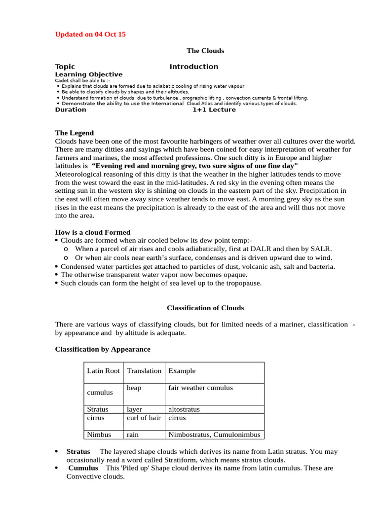 06 Clouds Pdf Cloud Sky