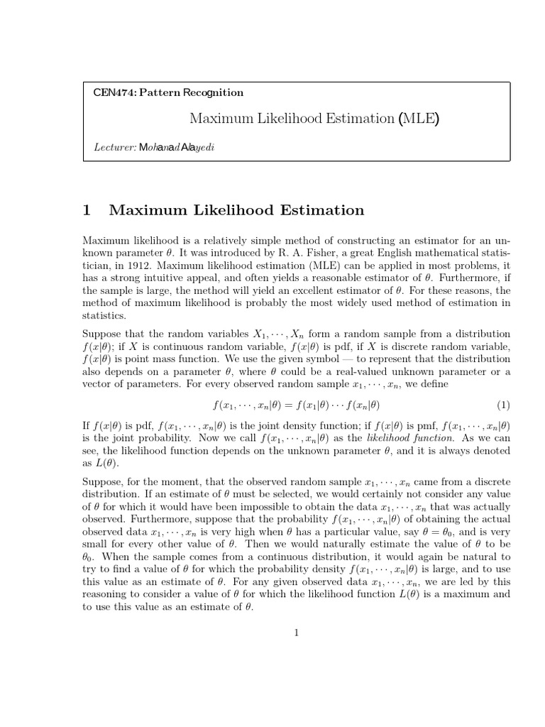 MLE_Assingnment (1) | PDF | Estimation Theory | Estimator
