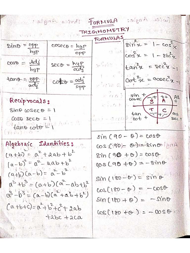 formulas for inte,diff,trigono | PDF