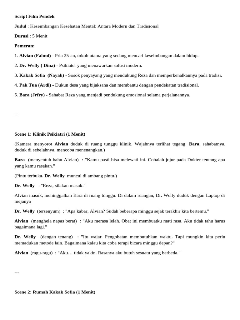 Script Film Pendek Psikologi | PDF