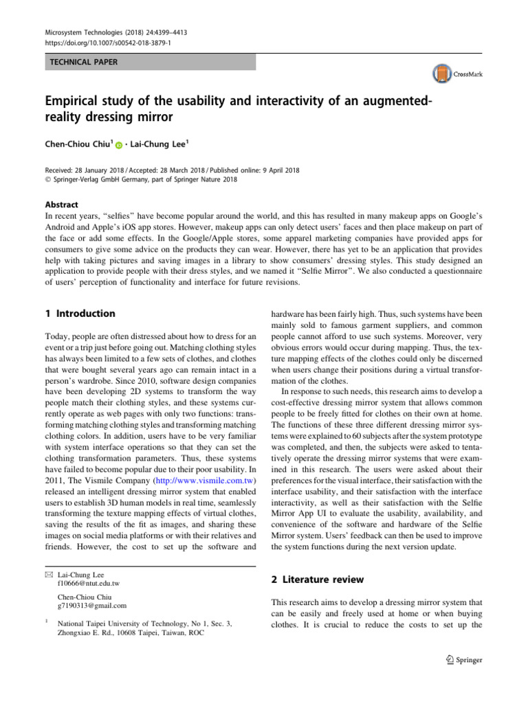 Usability Study of Augmented Reality Mirror | PDF | Usability | Mobile App