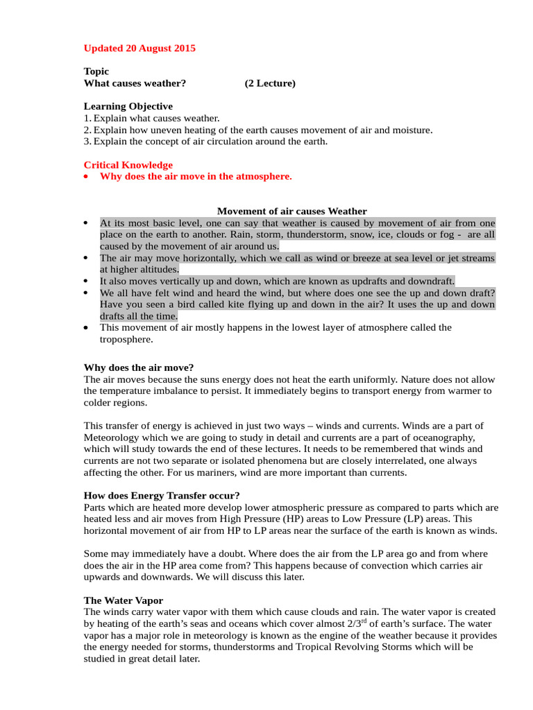 02 What Causes weather | PDF | Atmospheric Circulation | Weather