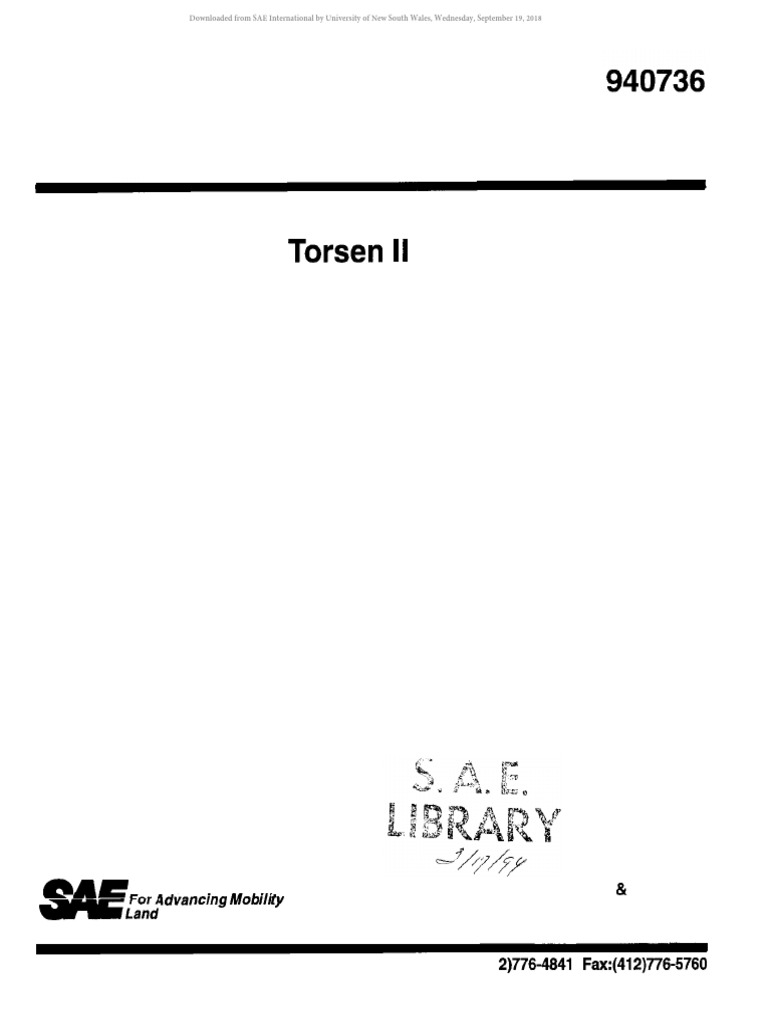 The New Torsen II Traction Technology | PDF | Gear | Torque