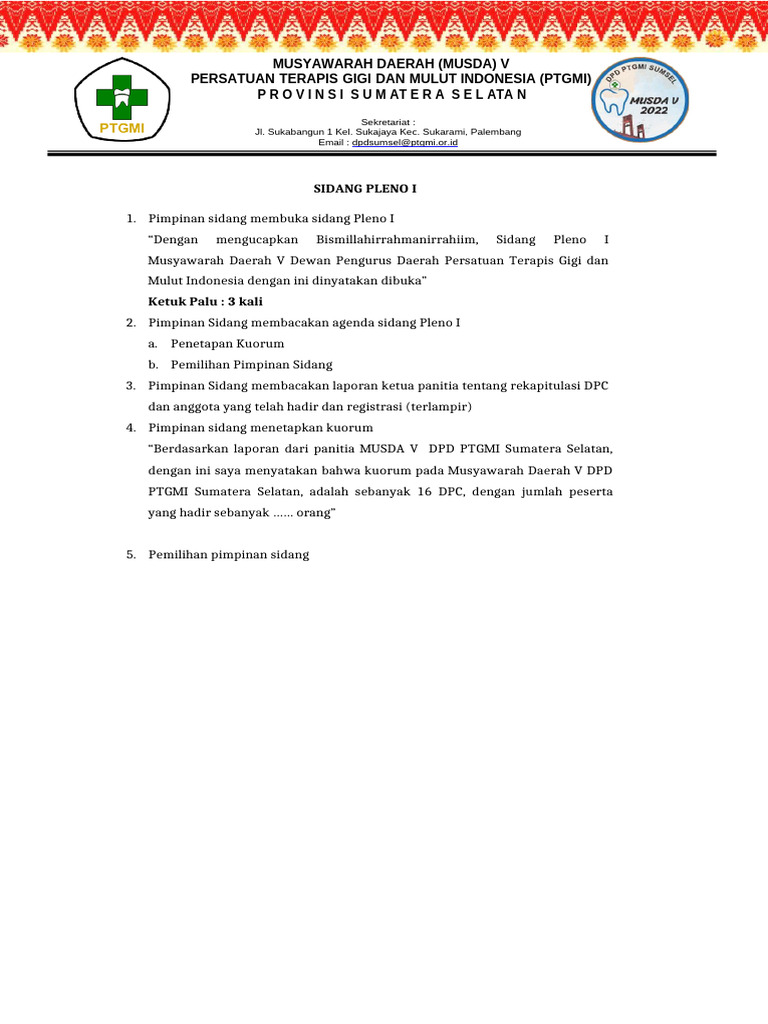 Ketuk Palu Sidang Pleno 1 | PDF