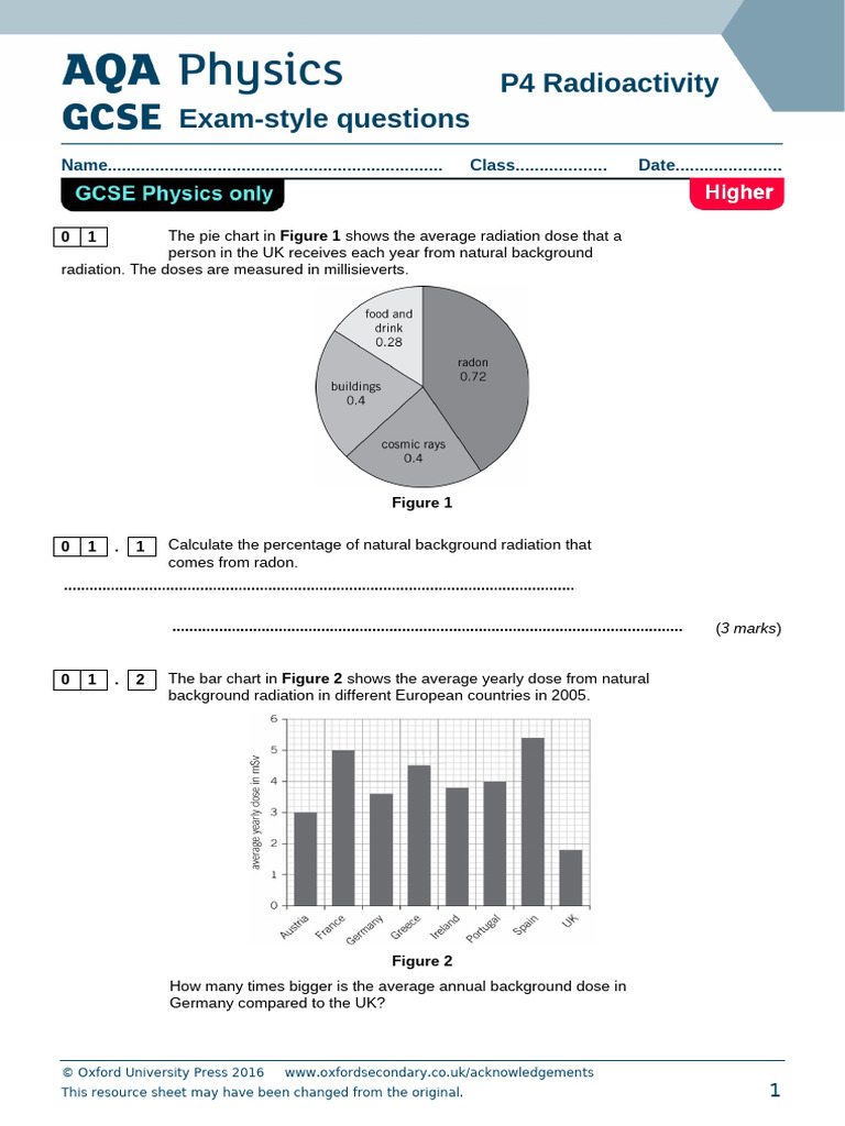 AQA GCSE Physics Radioactivity | PDF | Chemical Elements | Radioactive ...