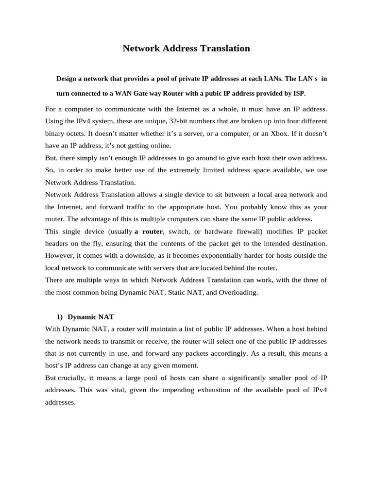 Network Address Translation | PDF | Ip Address | Computer Network