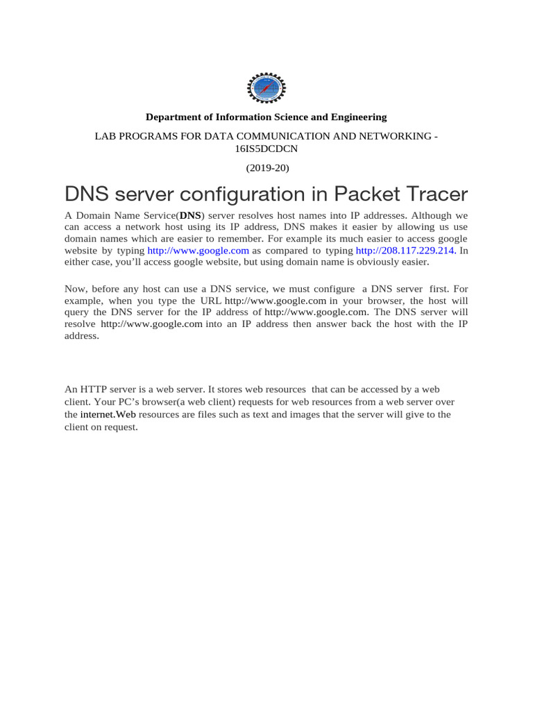 DNS Server Configuration in Packet | PDF