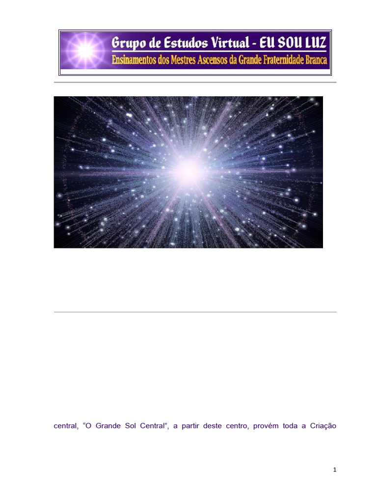 Grande Sol Central: Origem do Universo | PDF | Sol | Universo