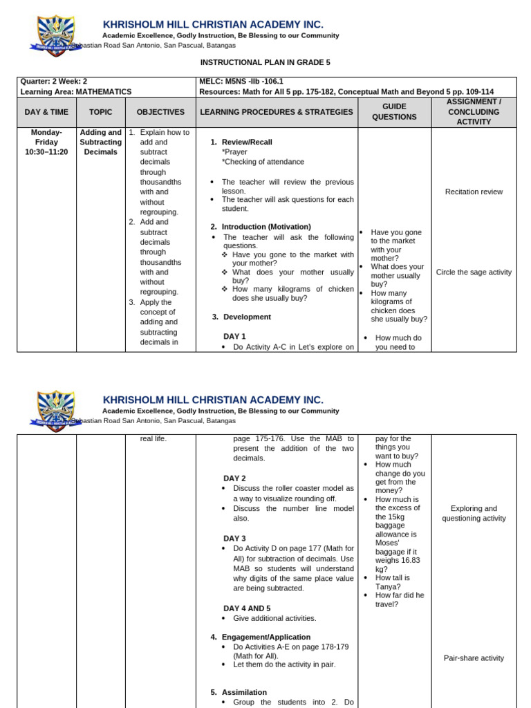 LP-Math-W2 | PDF | Behavior Modification | Learning