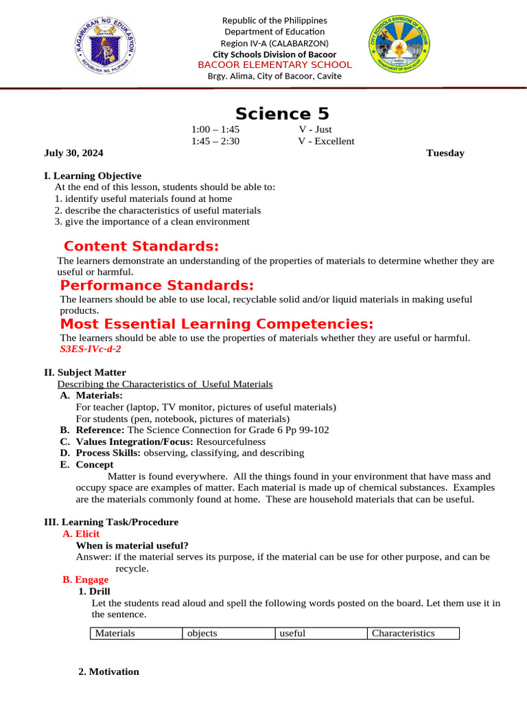 Scie Q1 W1 | PDF | Learning | Dangerous Goods