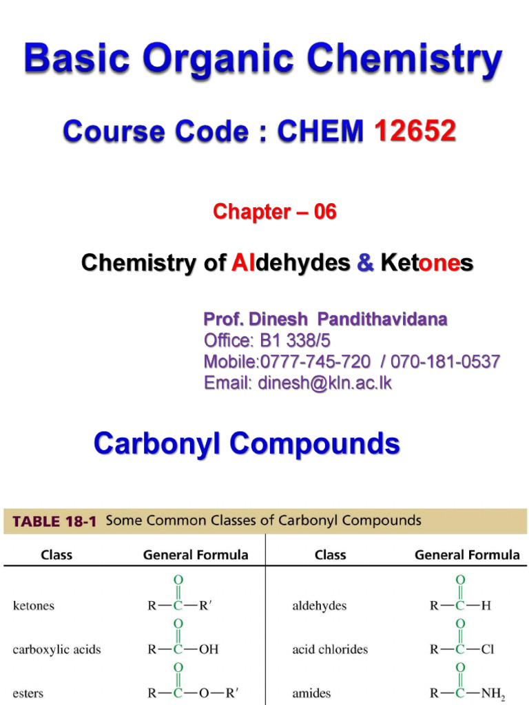 Chapter – 06 Chemistry of Aldehydes Ketones | PDF | Aldehyde | Ketone
